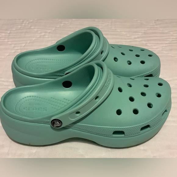 CROCS | Shoes | Crocs Blue Platform Clogs Mules Sandals Shoes Womens ...